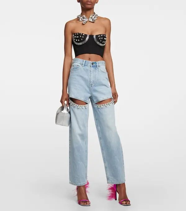 AREA X Sergio Rossi Feather-trimmed Sandals - Pink