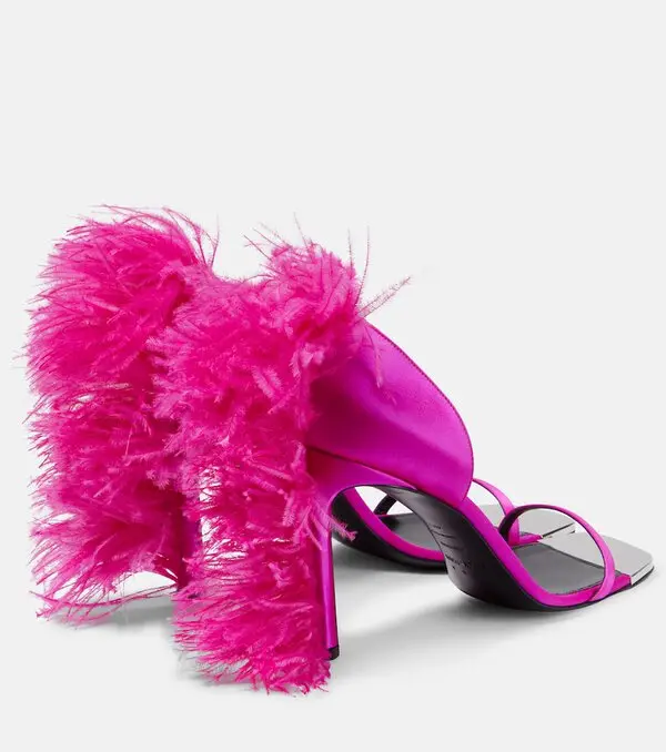 AREA X Sergio Rossi Feather-trimmed Sandals - Pink