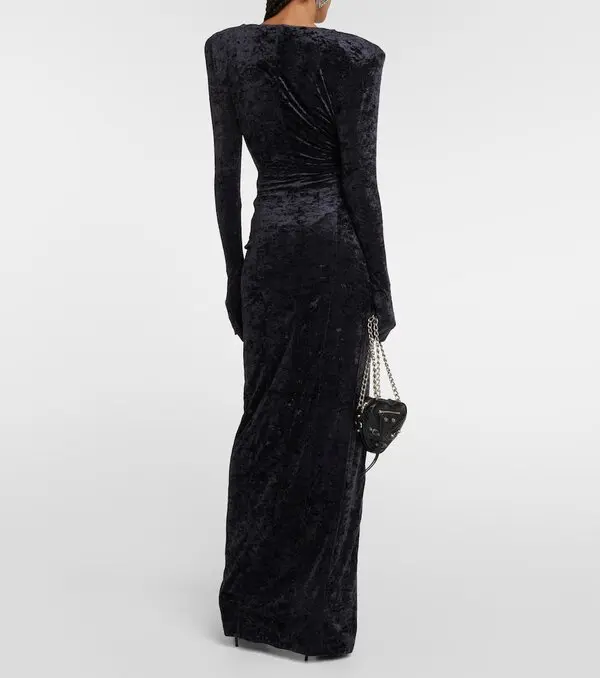 Vetements Velvet Maxi Dress With Gloves - Black
