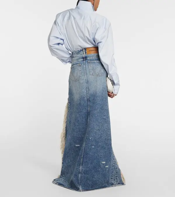 Vetements Distressed Denim Maxi Skirt