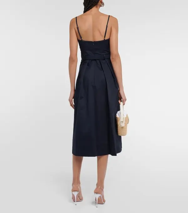 Carolina Herrera Belted Cotton-blend Midi Dress