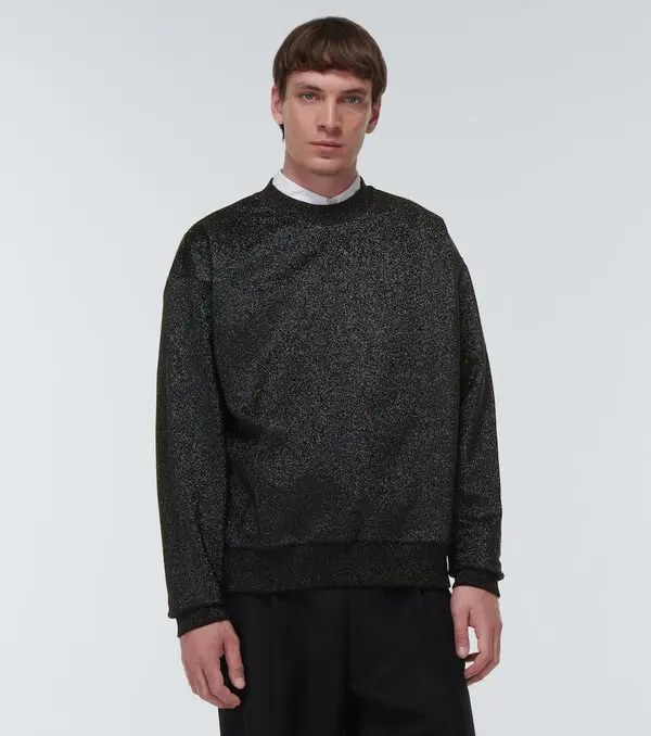 JIL SANDER Metallic Crewneck Sweater - Black