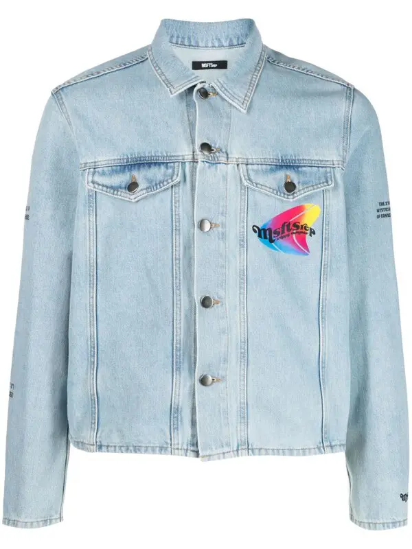 MSFTS Logo-print Denim Jacket - Blue