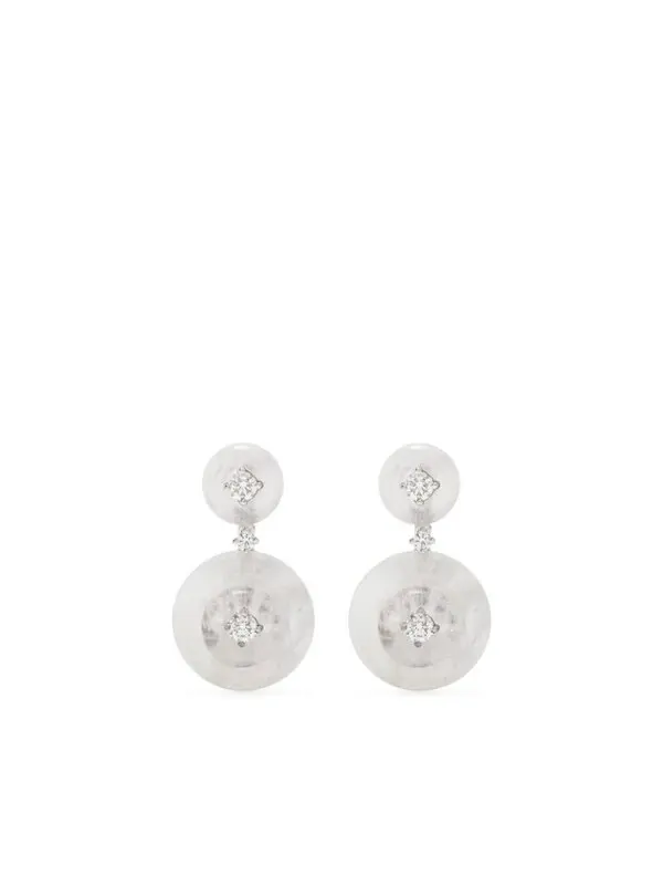 Fernando Jorge 18kt White Gold Diamond And Moonstone Drop Earrings - Silver