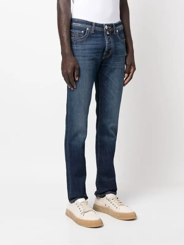 Jacob Cohen Embroidered-logo Slim Jeans - Blue