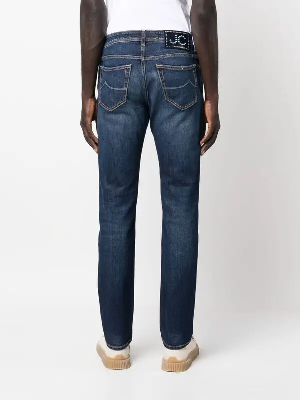 Jacob Cohen Embroidered-logo Slim Jeans - Blue