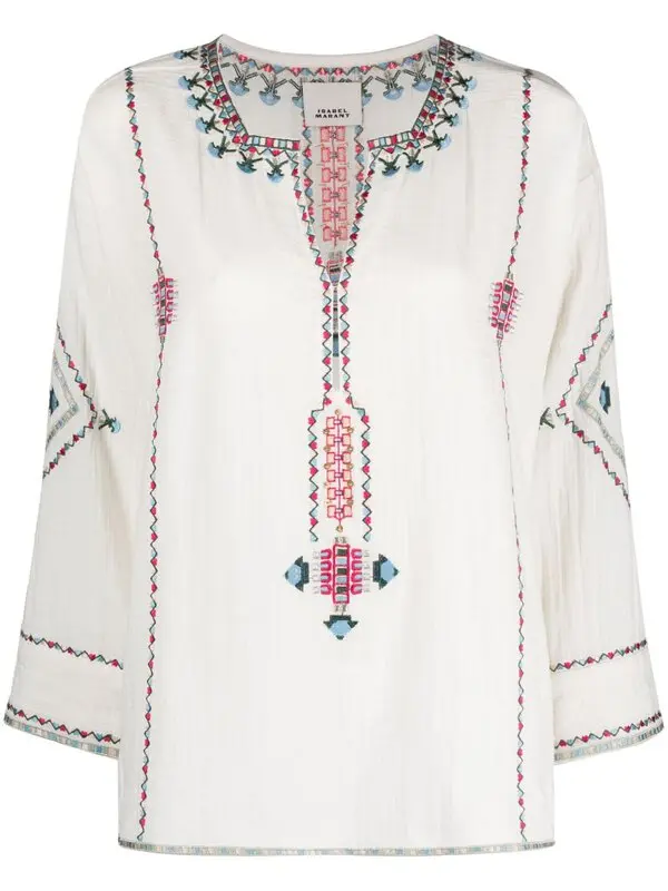 Isabel Marant Étoile Embroidered Motif Long-sleeved Blouse