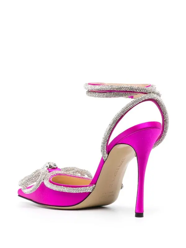 Mach & Mach Double Bow 105mm Satin Pumps - Pink