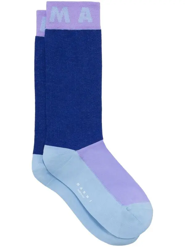 Marni Colour-block Knitted Socks - Blue