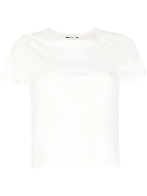 Cynthia Rowley Punch-hole Detail Cotton T-shirt - White