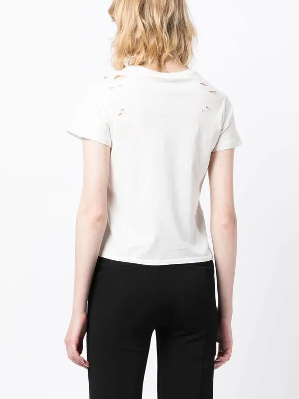 Cynthia Rowley Punch-hole Detail Cotton T-shirt - White