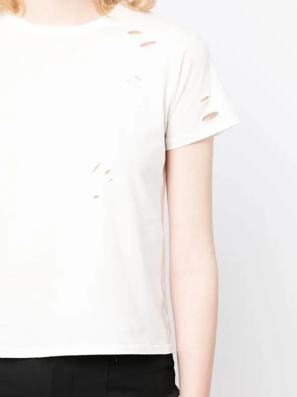 Cynthia Rowley Punch-hole Detail Cotton T-shirt - White