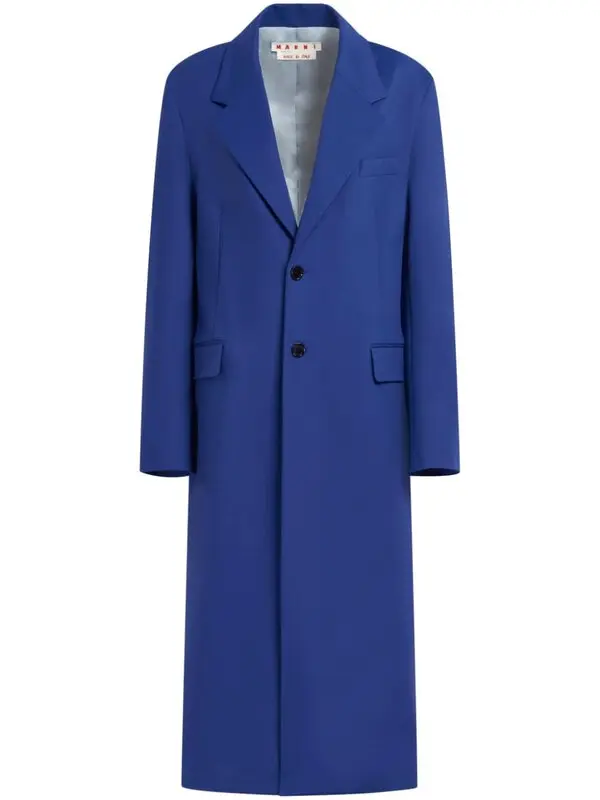 Marni Single-breasted Long Coat - Blue