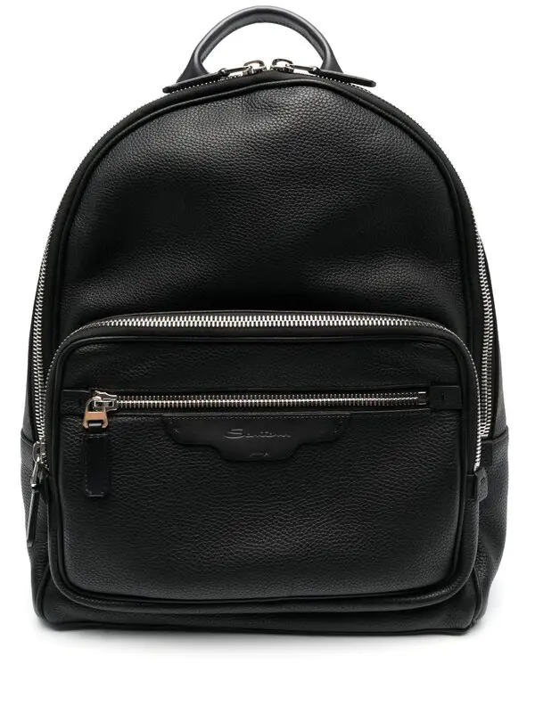 Santoni Grained-texture Leather Backpack