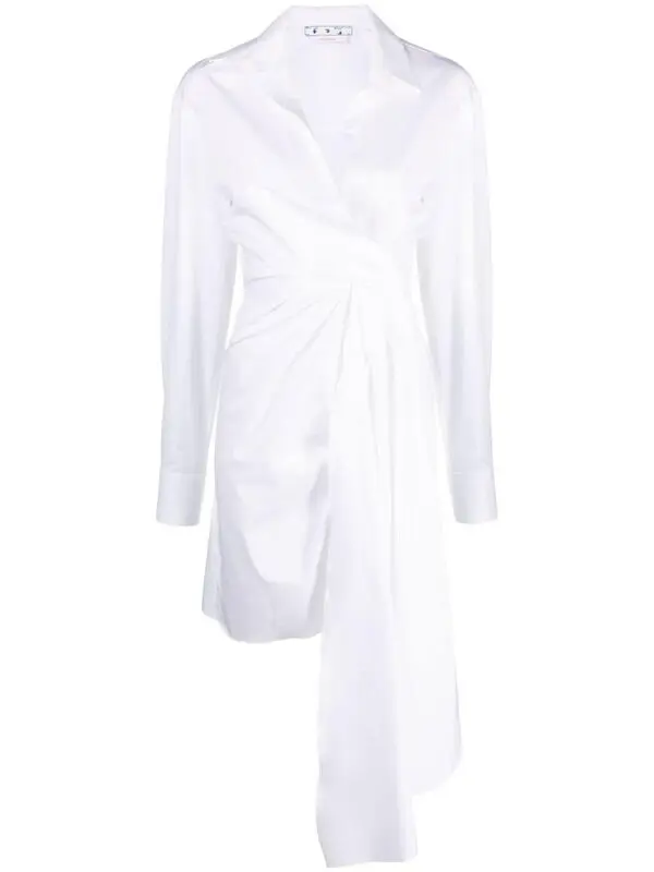 cotton poplin asymmetrical shirt dress Buy Off-White Draped Asymmetric Cotton-poplin Shirt Dress - White At 34%  Off