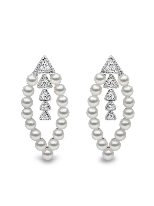 Yoko London 18kt White Gold Akoya Pearl And Diamond Drop Earrings - Silver