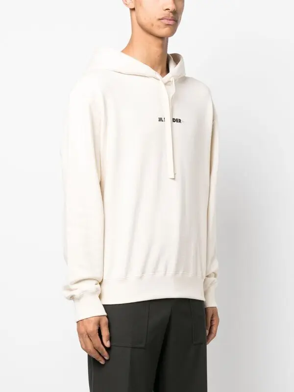 JIL SANDER Logo-print Cotton Hoodie - Neutrals