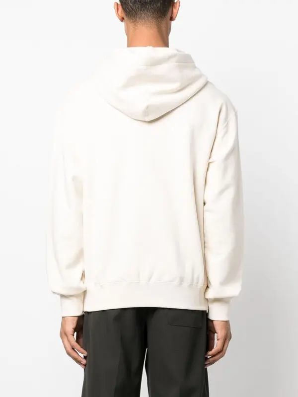 JIL SANDER Logo-print Cotton Hoodie - Neutrals