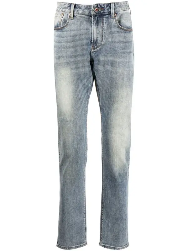 Emporio Armani Logo-plaque Slim-fit Jeans - Blue