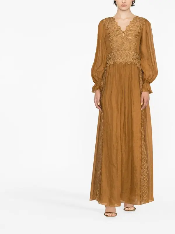 Alberta Ferretti Lace Linen Long Dress