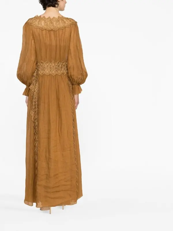 Alberta Ferretti Lace Linen Long Dress
