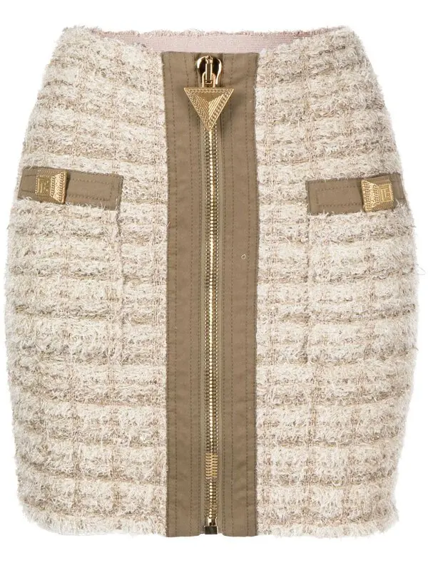 Balmain Tweed Mini Skirt - Neutrals