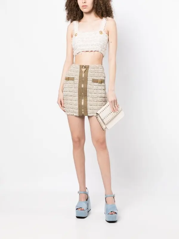 Balmain Tweed Mini Skirt - Neutrals