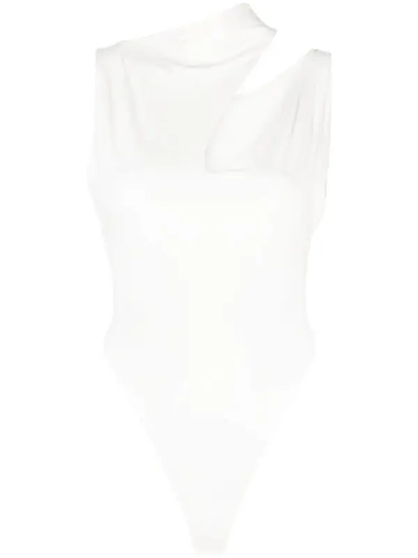 MANURI Cutout Jersey Bodysuit - White