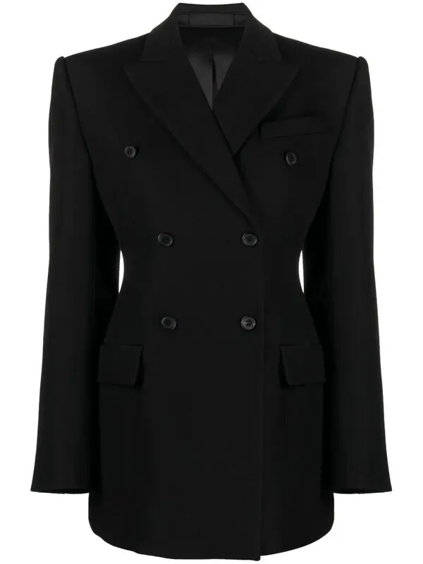 Wardrobe.NYC Contour Double-breasted Blazer - Black