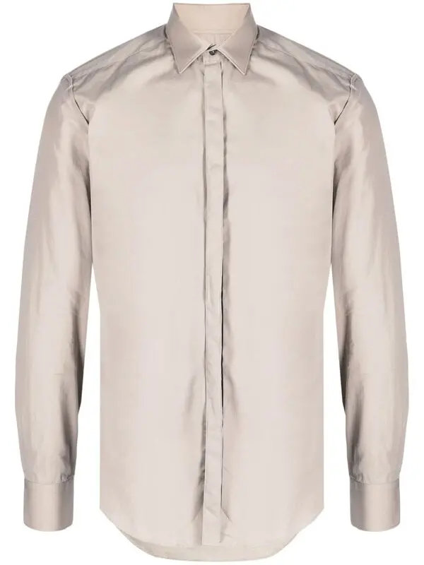 LANVIN Spread-collar Cotton Shirt - Neutrals