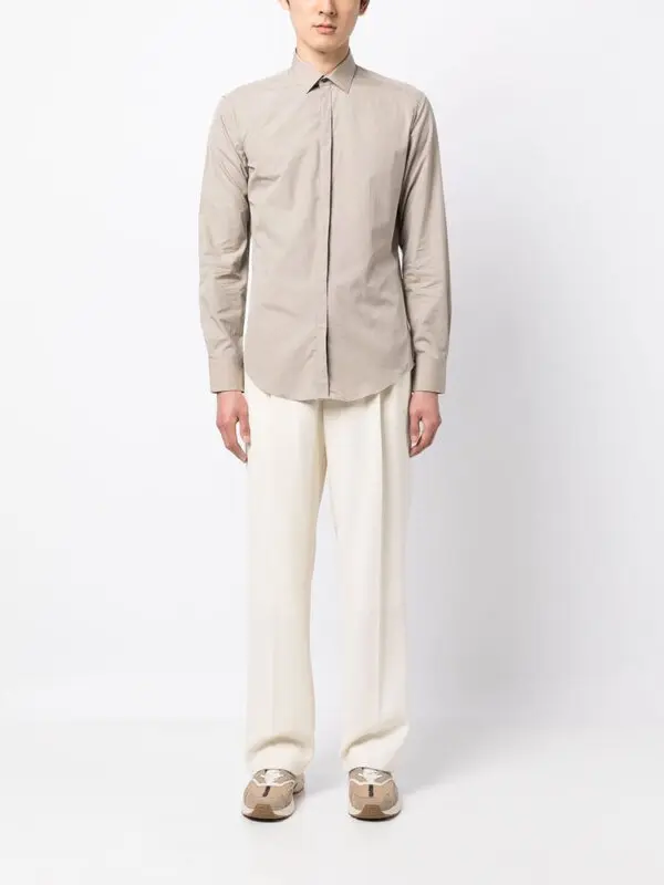 LANVIN Spread-collar Cotton Shirt - Neutrals