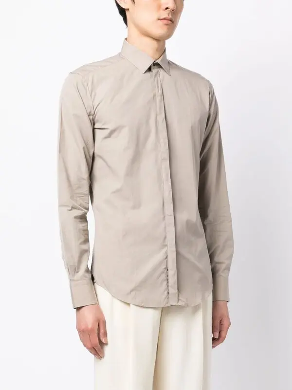 LANVIN Spread-collar Cotton Shirt - Neutrals