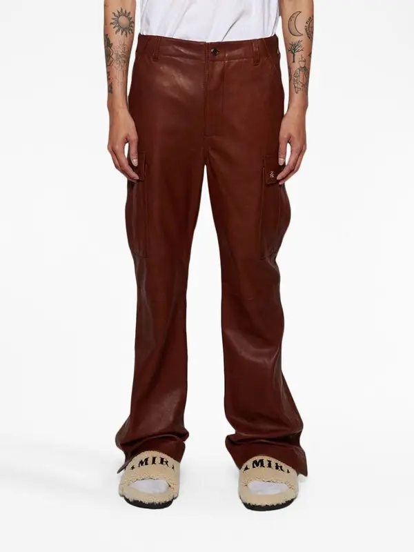 Amiri Flared Leather Cargo Trousers