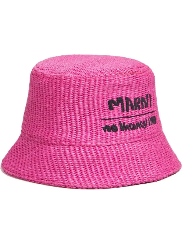 Pink Marni Bucket Hat with logo. Dust bag included. Marni Logo-embroidered Woven Bucket Hat In Pink | ModeSens main image 2