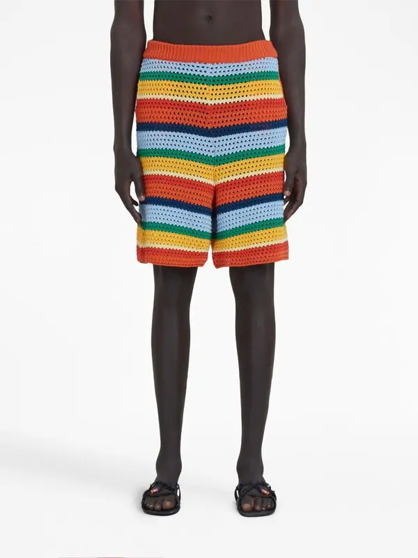 Marni Crochet-knit Striped Shorts