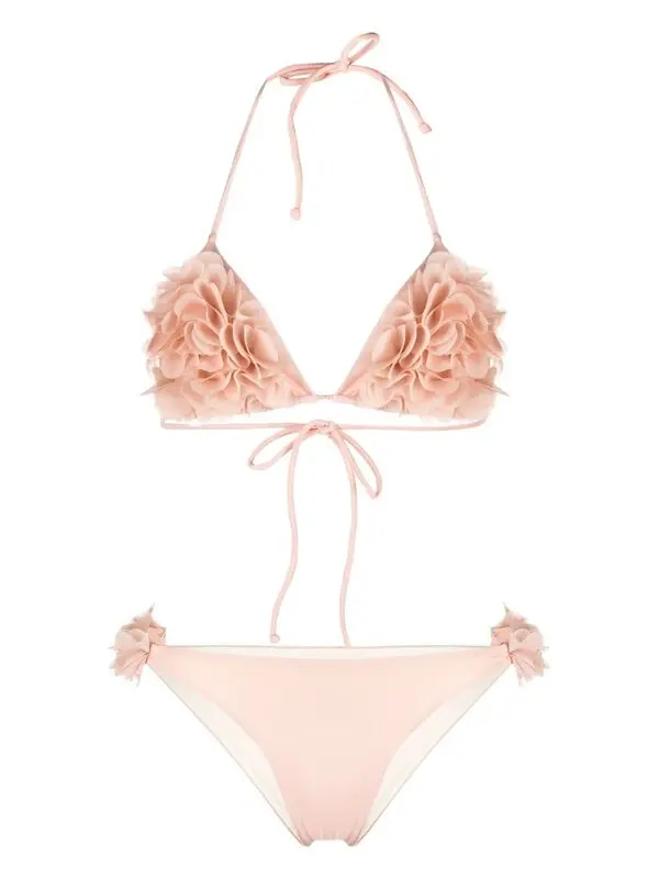 LA REVECHE Shayna Floral-appliqué Bikini - Pink