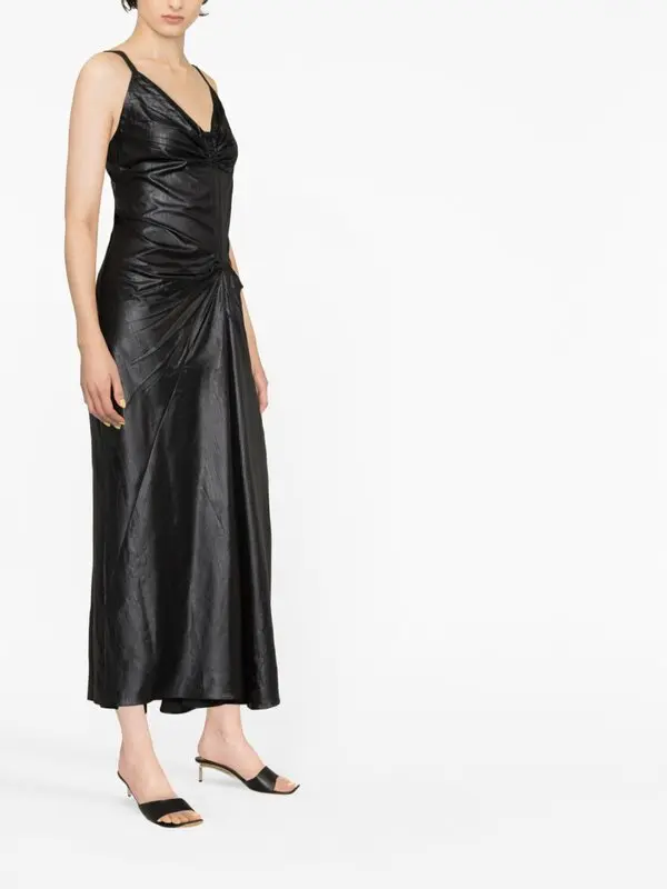 Maison Margiela Moiré Polyester Midi Dress - Black - 70% Off