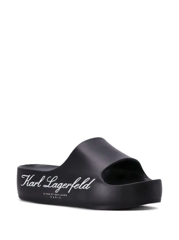 Karl Lagerfeld Logo-print Flat Slides - Black