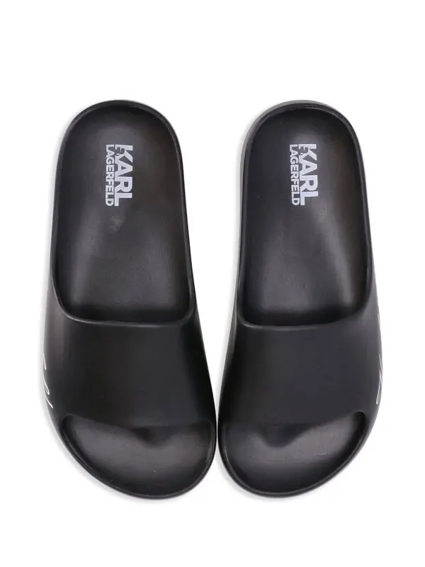 Karl Lagerfeld Logo-print Flat Slides - Black