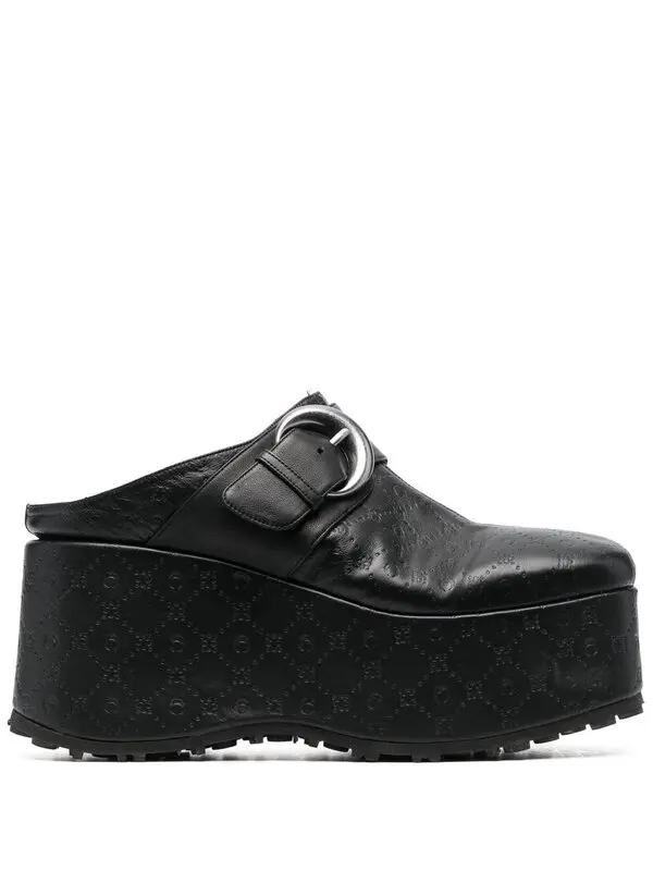 MARINE SERRE Moonogram 86mm Heel Leather Clogs
