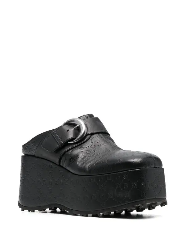 MARINE SERRE Moonogram 86mm Heel Leather Clogs