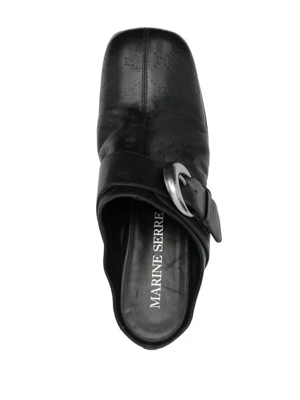 MARINE SERRE Moonogram 86mm Heel Leather Clogs