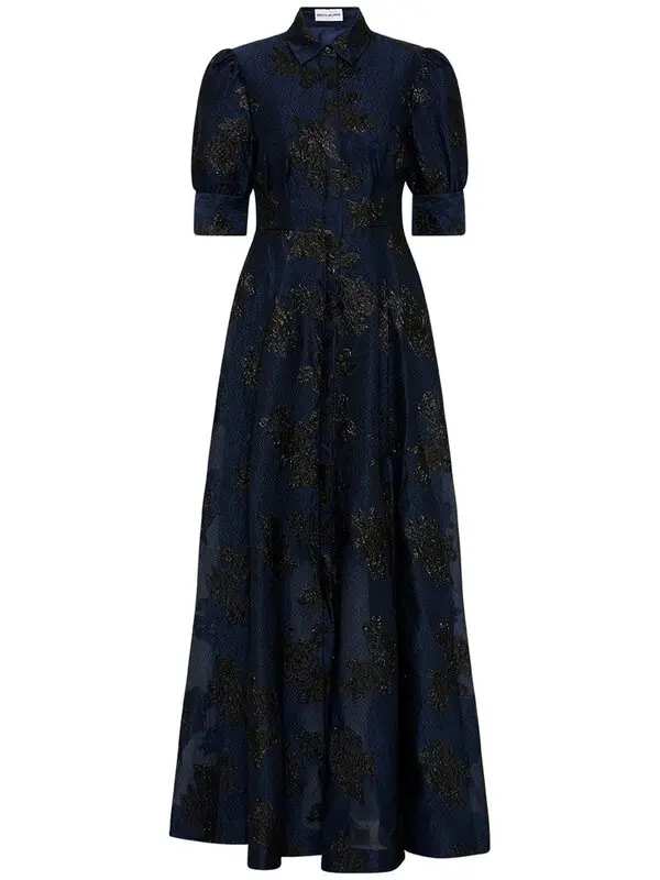 Rebecca Vallance Antoinette Floral-jacquard Gown - Blue