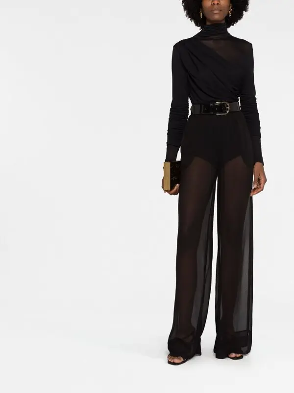 Saint Laurent Semi-sheer Wide-leg Trousers
