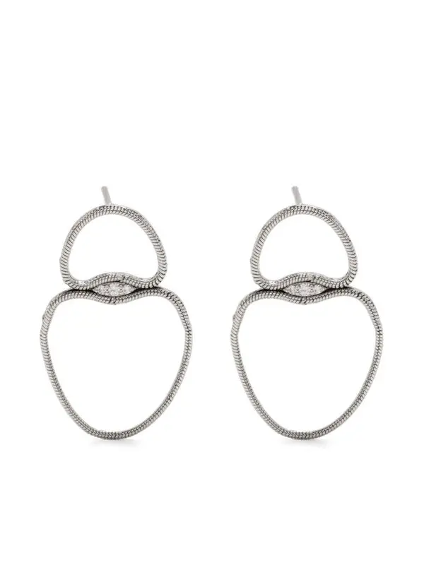 Fernando Jorge 18kt White Gold Fluid Diamond Hoop Earrings - Silver