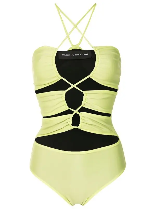 GLORIA COELHO Tie Front Reversible One-piece Swimsuit - Green