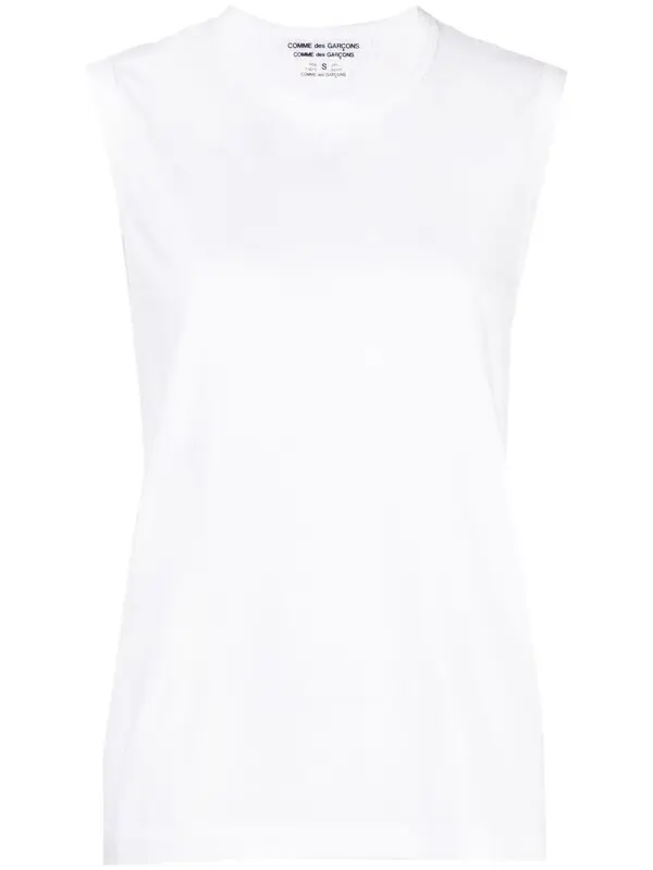 Comme Des Garçons Crew Neck Cotton Vest Top - White