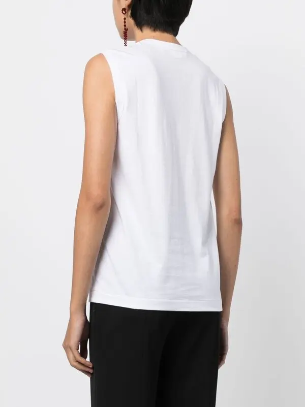 Comme Des Garçons Crew Neck Cotton Vest Top - White