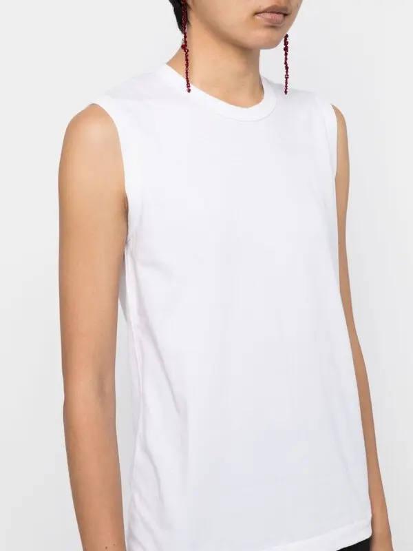 Comme Des Garçons Crew Neck Cotton Vest Top - White