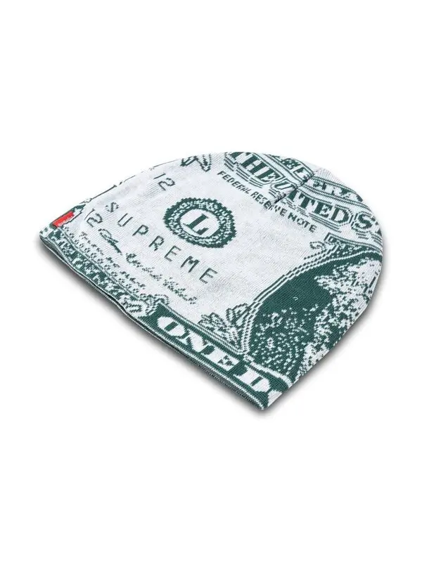 Supreme Dollar-Print Beanie - White | Editorialist
